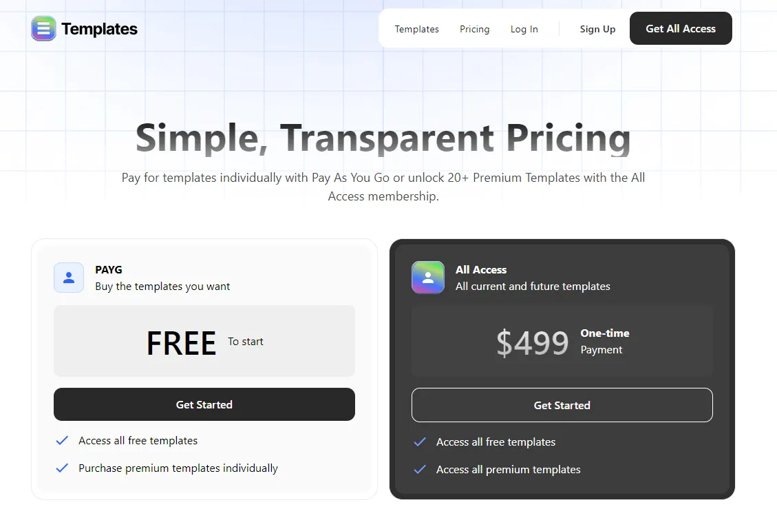 4 Tier Lifetime Plan Table | Free Webflow Component